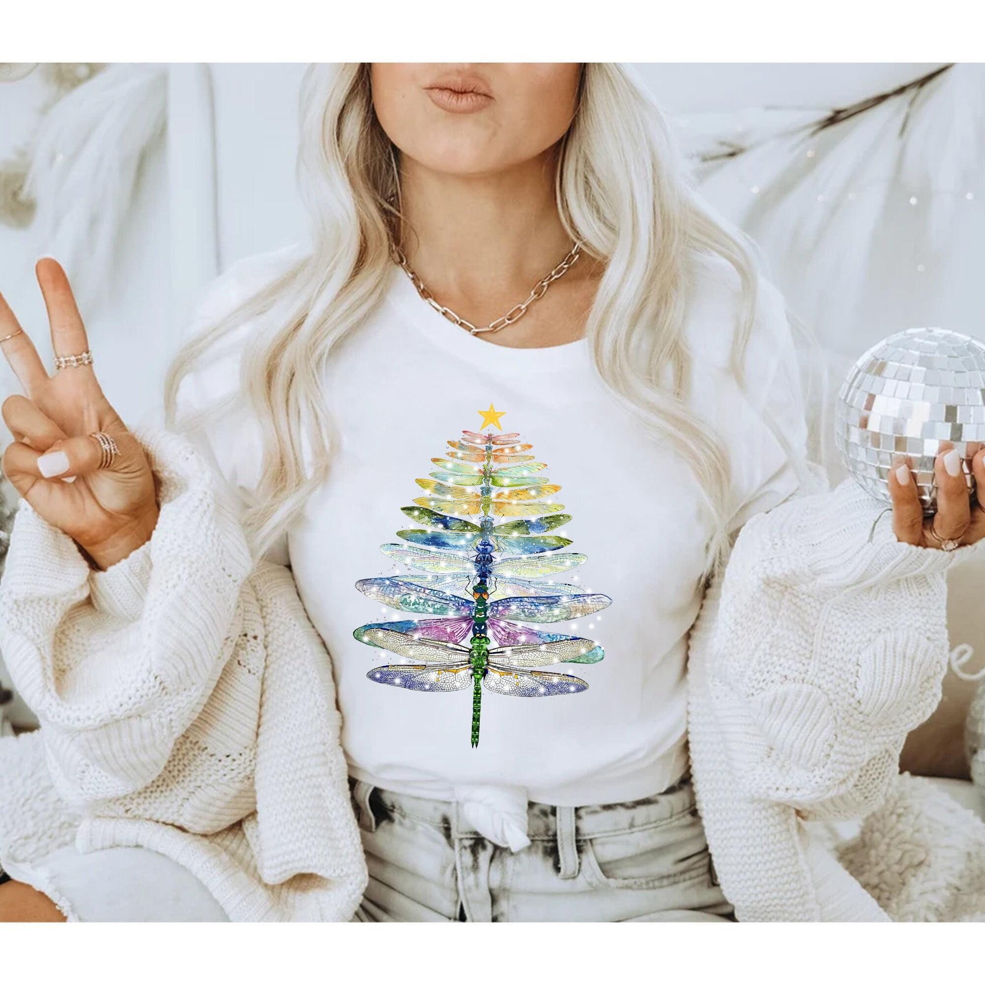 Christmas Dragonfly Shirt, Xmas Insect Lover Gift, Xmas Dragonfly Shirt ...