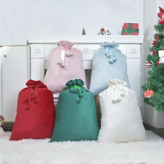 Christmas Drawstring Bag, Festive Holiday Storage, Fabric Gift Bag ...