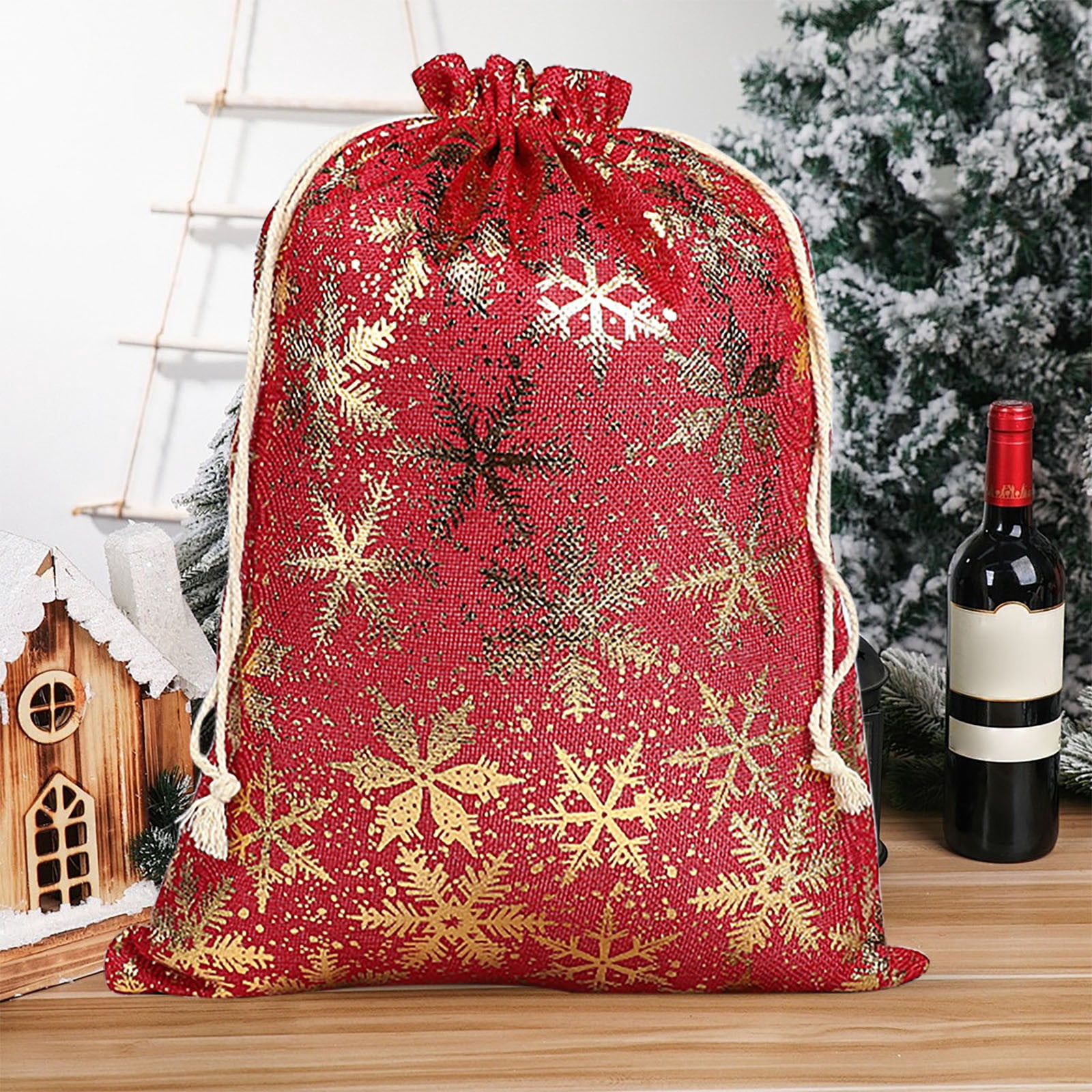 Christmas Drawstring Bags Bulk Large Xmas Gild Drawstring Cloth Gift ...
