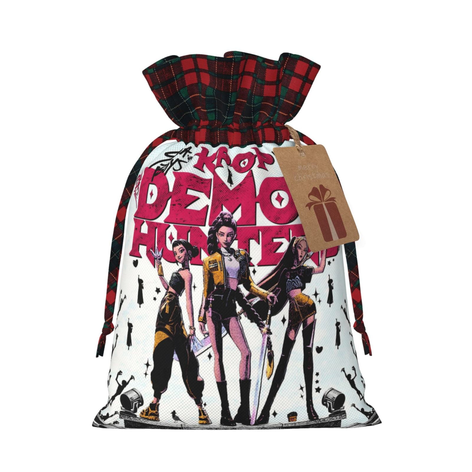 Christmas Drawstring Bags Kp_Op Anime Dem_On Hun_Ters Eco-Friendly ...