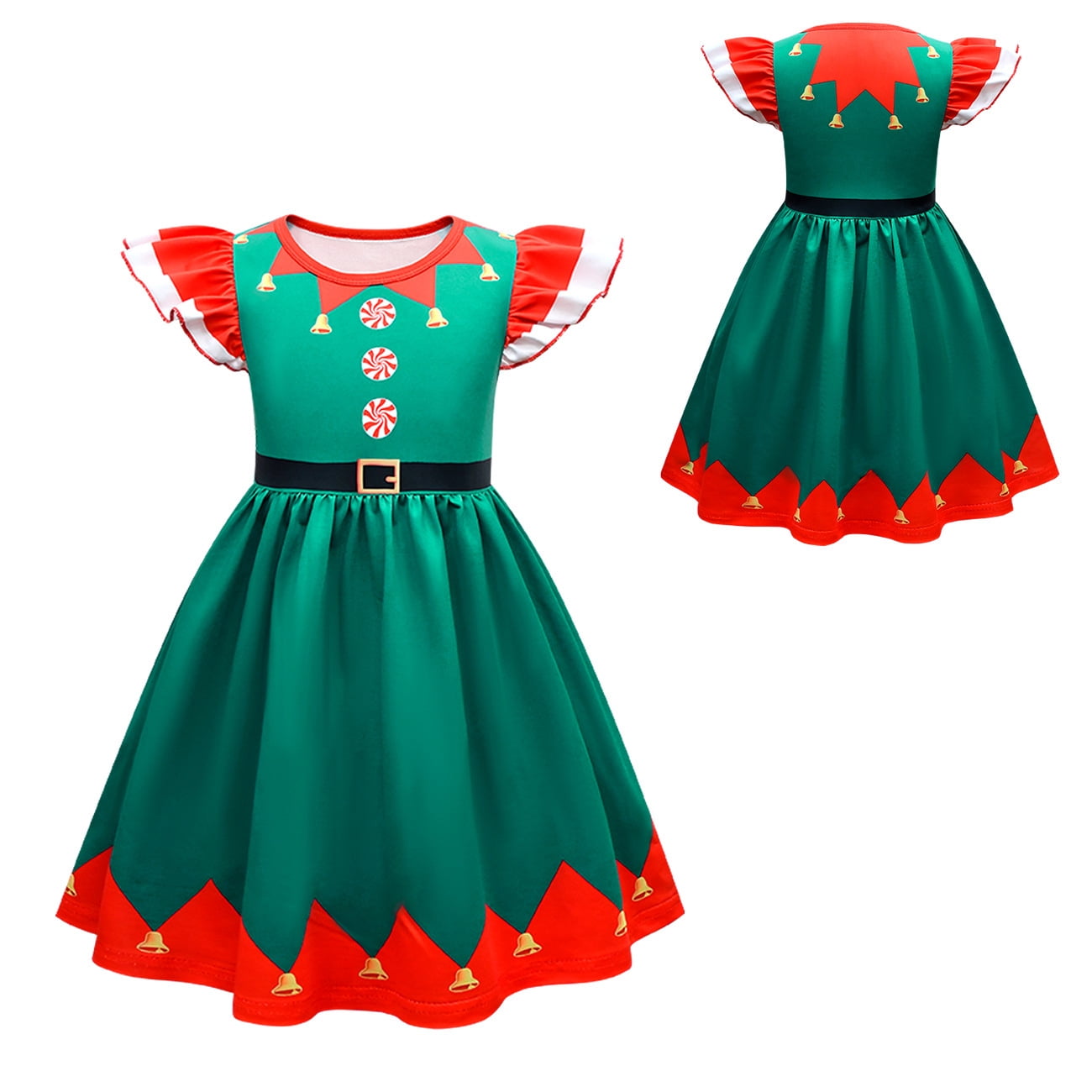 Christmas Dress For Little Girls Flutter Sleeve Fancy Costume - Walmart.com