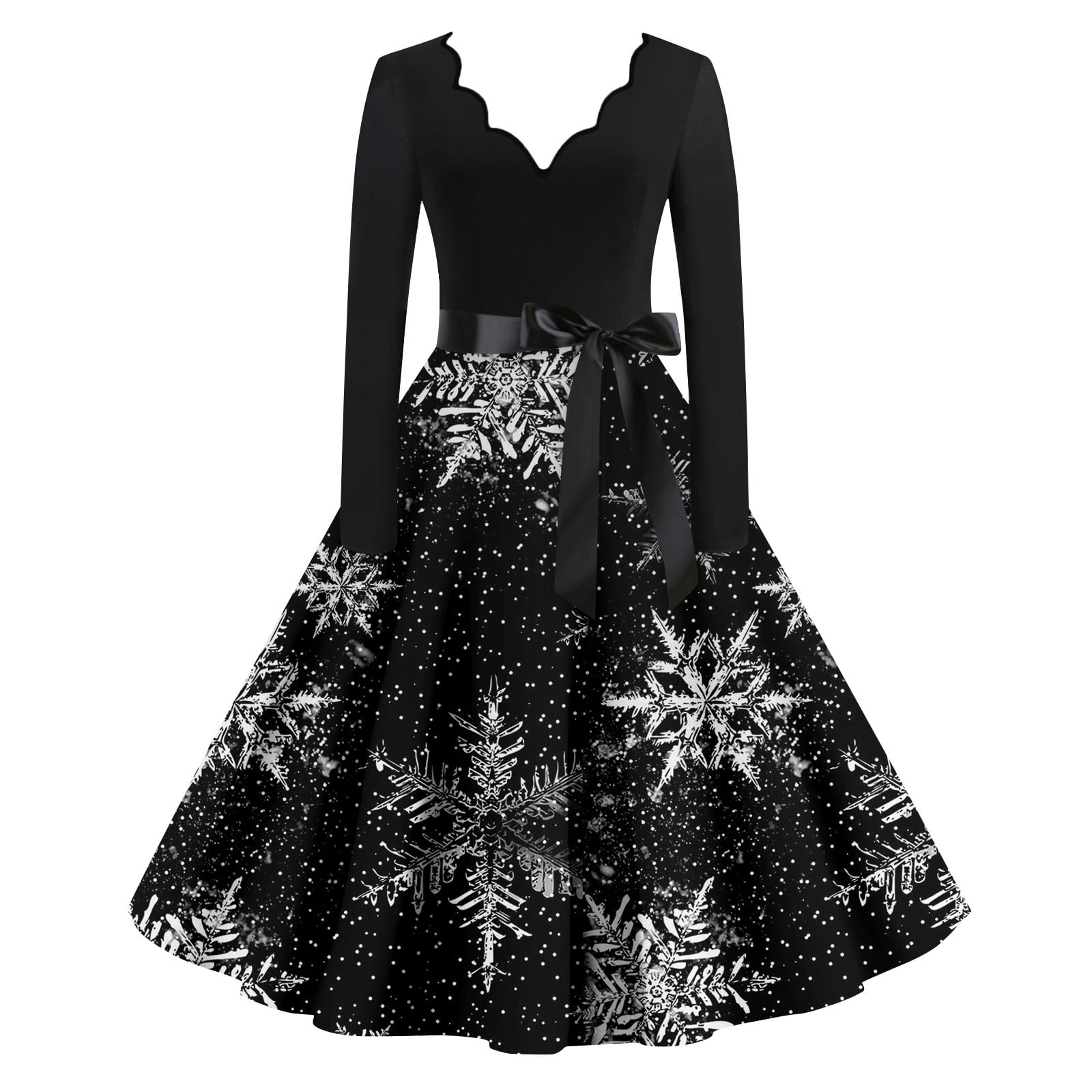 Christmas Dresses For Women Snowflake Dress Christmas Party Costumes Long Sleeve Plus Size Cute