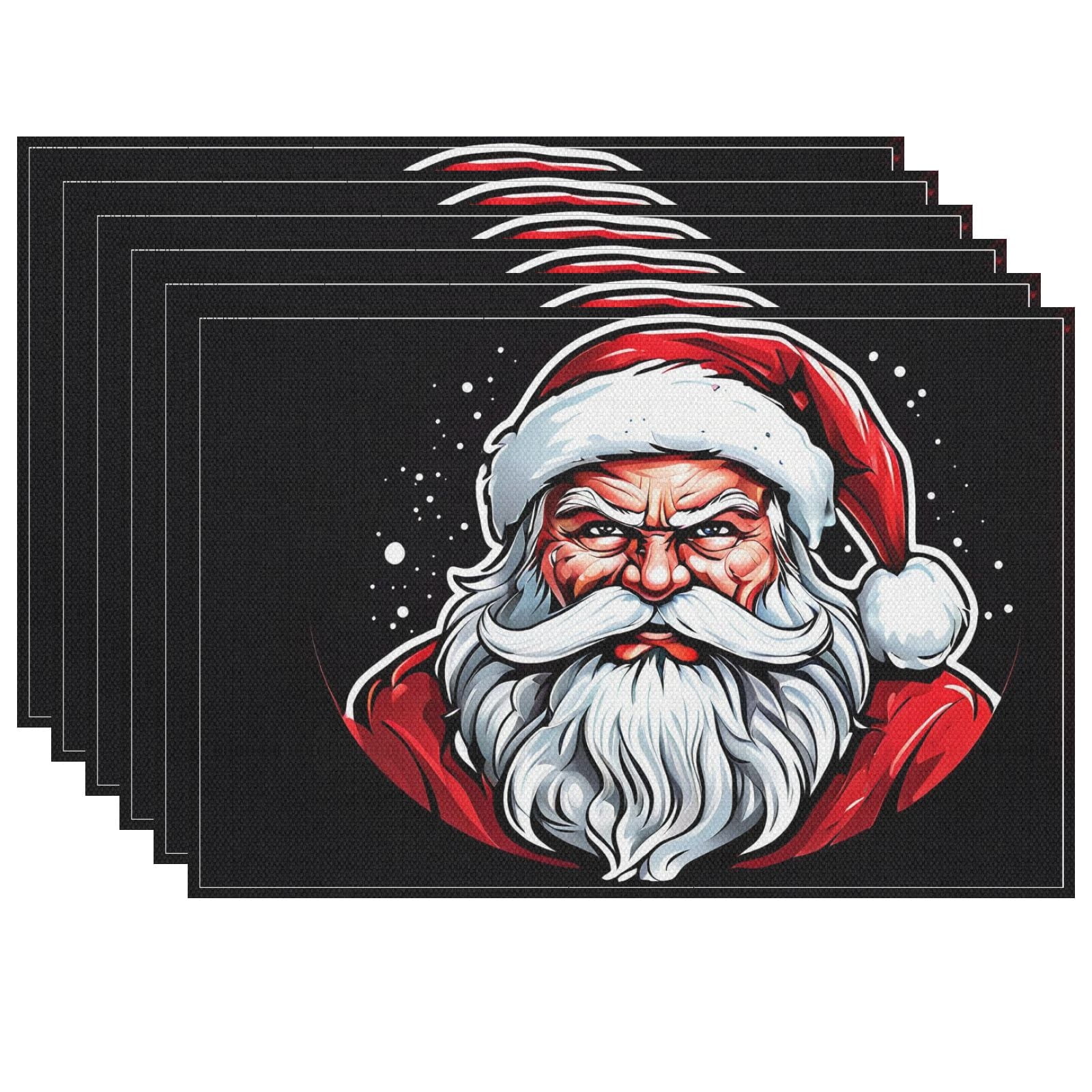 Christmas Durable Placemats 6Pcs 17.7x13 Inches Comic Style Door Mats ...
