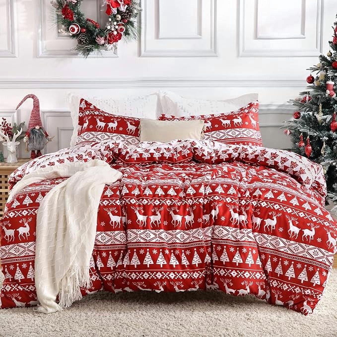 Christmas Duvet Cover Set Queen Size,Soft Brushed Microfiber Comforter ...
