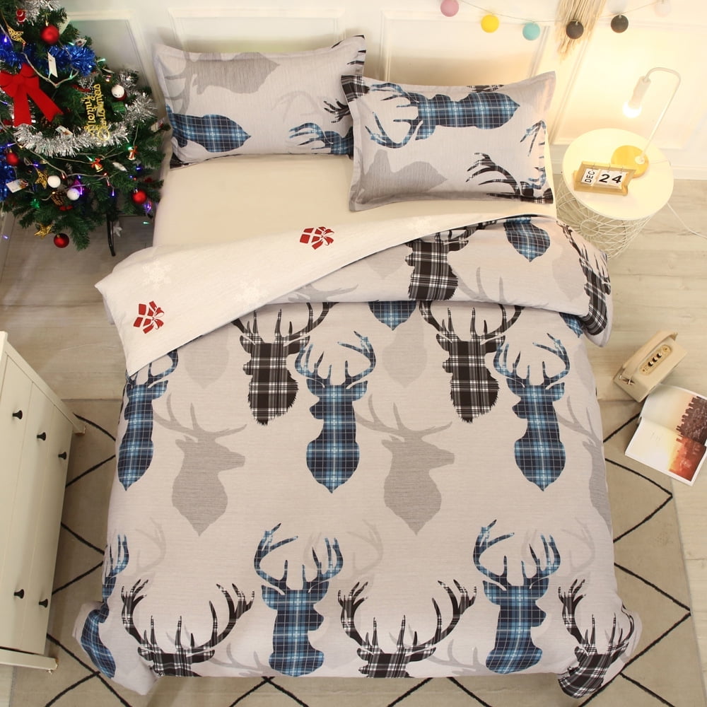 Christmas Duvet Cover Set,Snowman Snowflakes Pattern Winter Xmas Themed Bedding Set,Decorative 3 ...