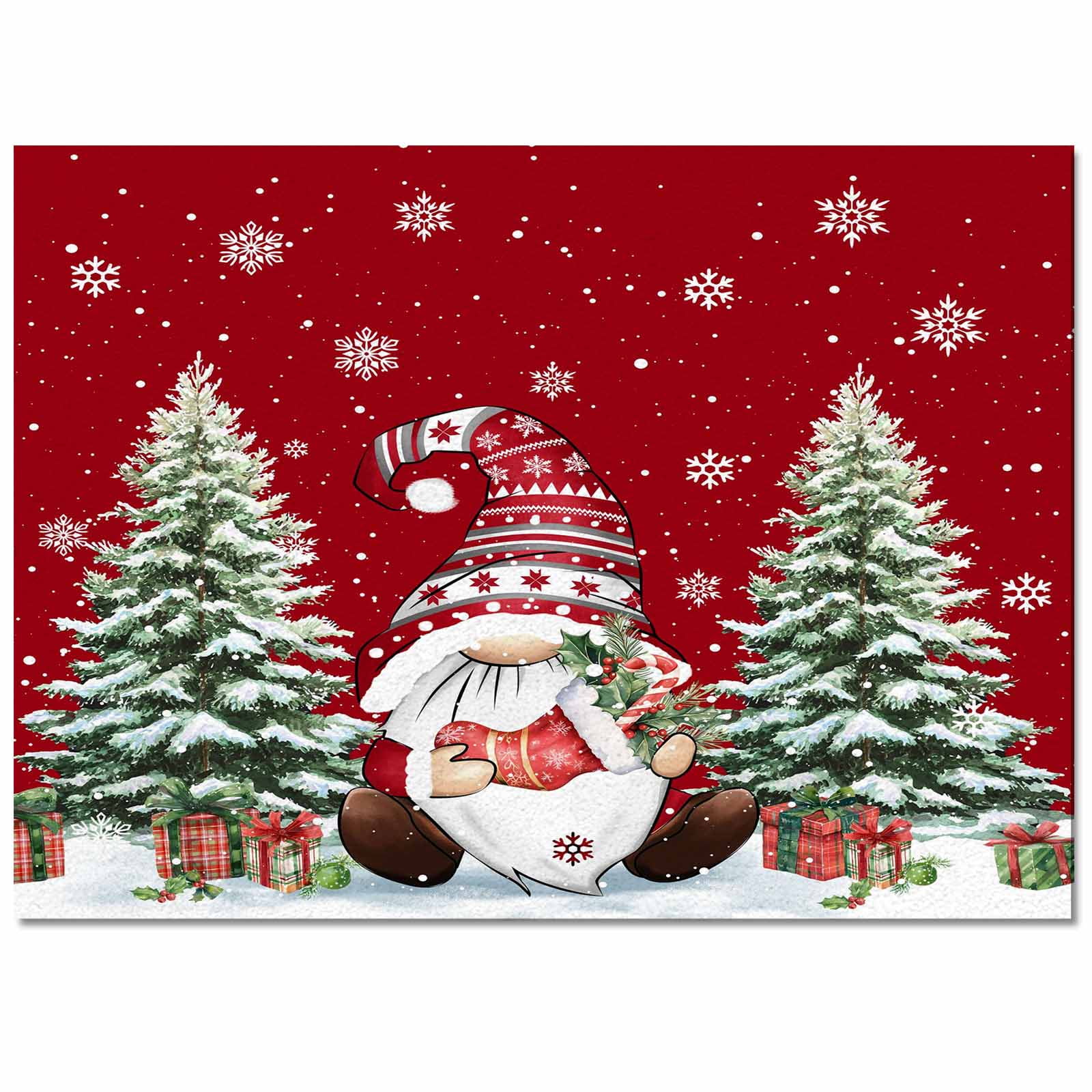 Christmas Dwarf Area Rug 2x3ft Winter Christmas Trees Snowflakes Red ...