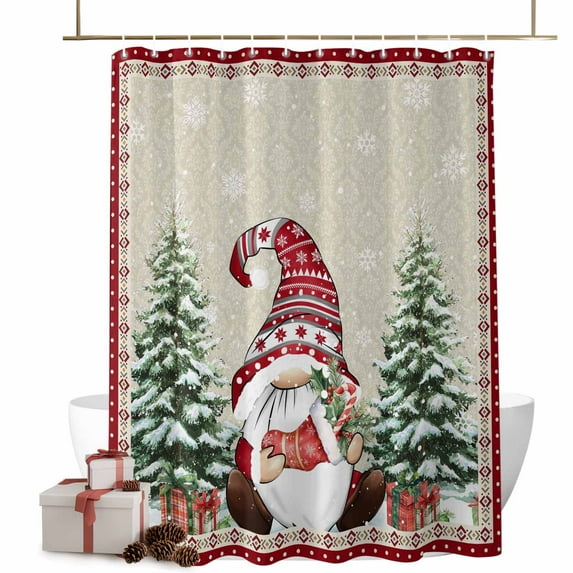 Christmas Dwarf Bathroom Shower Curtain Winter Snowflakes Christmas ...