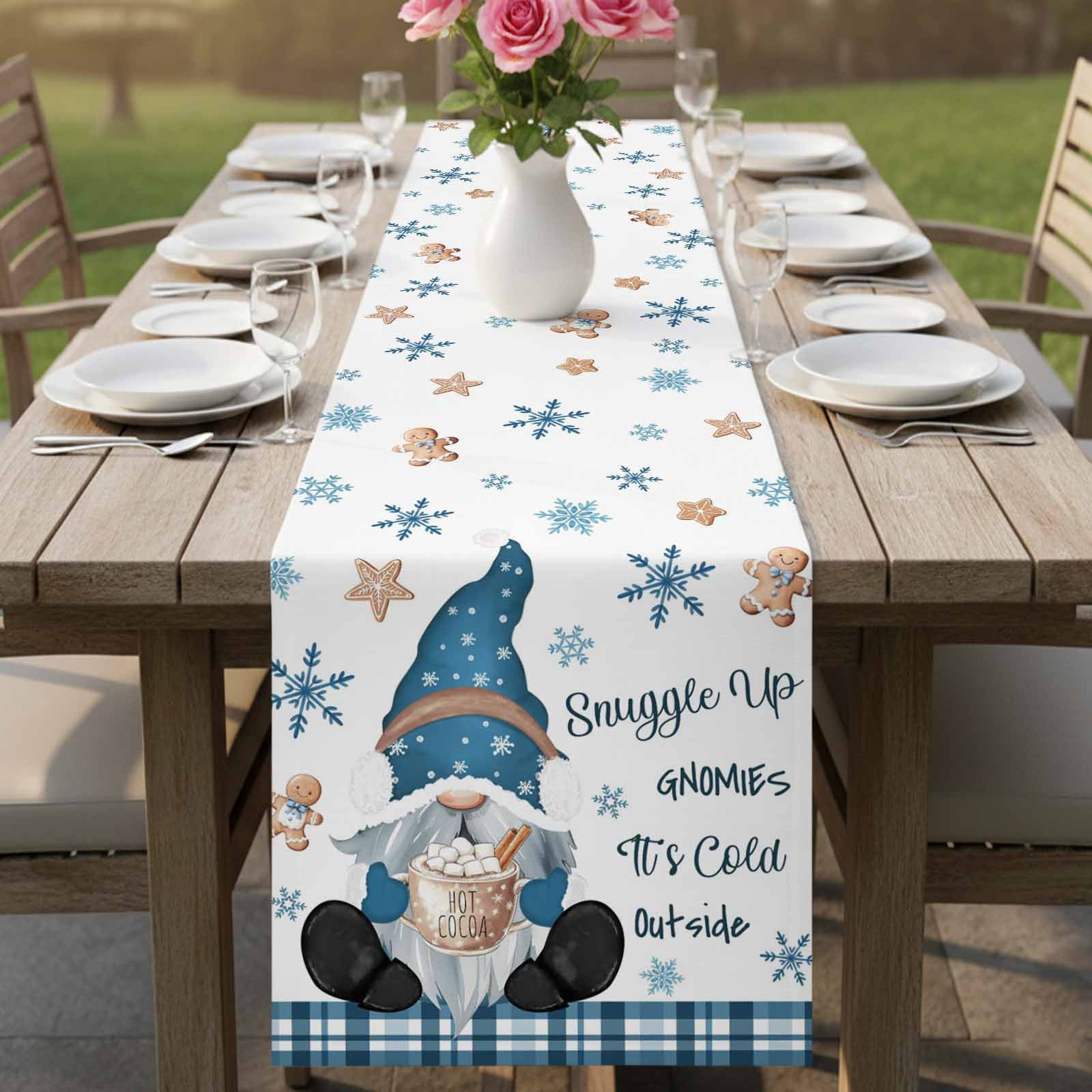 Christmas Dwarf Biscuit Table Runner 13x36in Non-Slip Cotton Linen ...