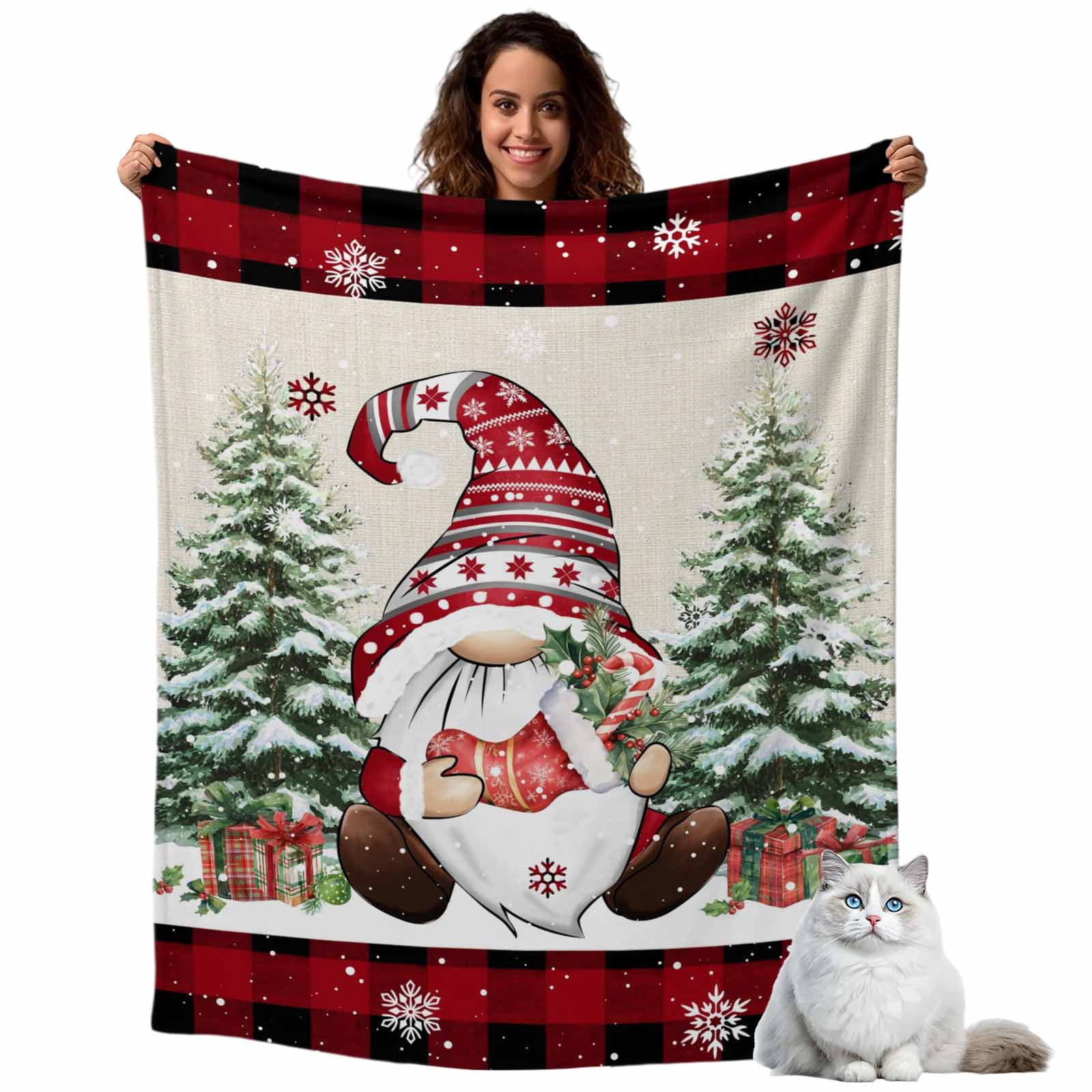 Christmas Dwarf Fleece Throw Blanket Lightweight Winter Snowflakes Xmas ...