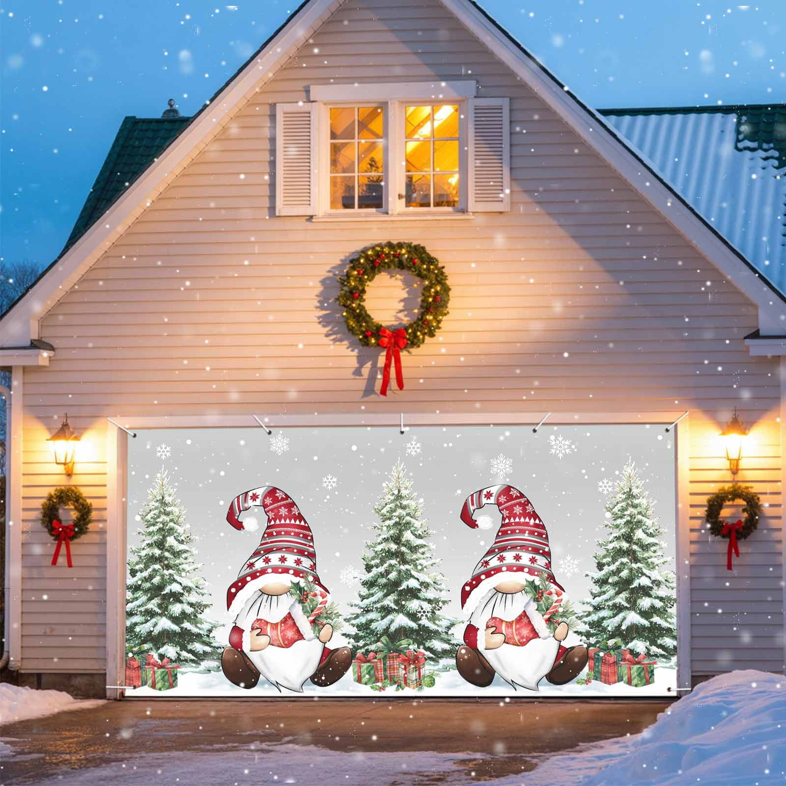 Christmas Dwarf Garage Door Banner Covers, Winter Christmas Tree ...