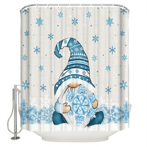 Christmas Dwarf Shower Curtain, 60" x 72", Blue Snowflake Waterproof ...