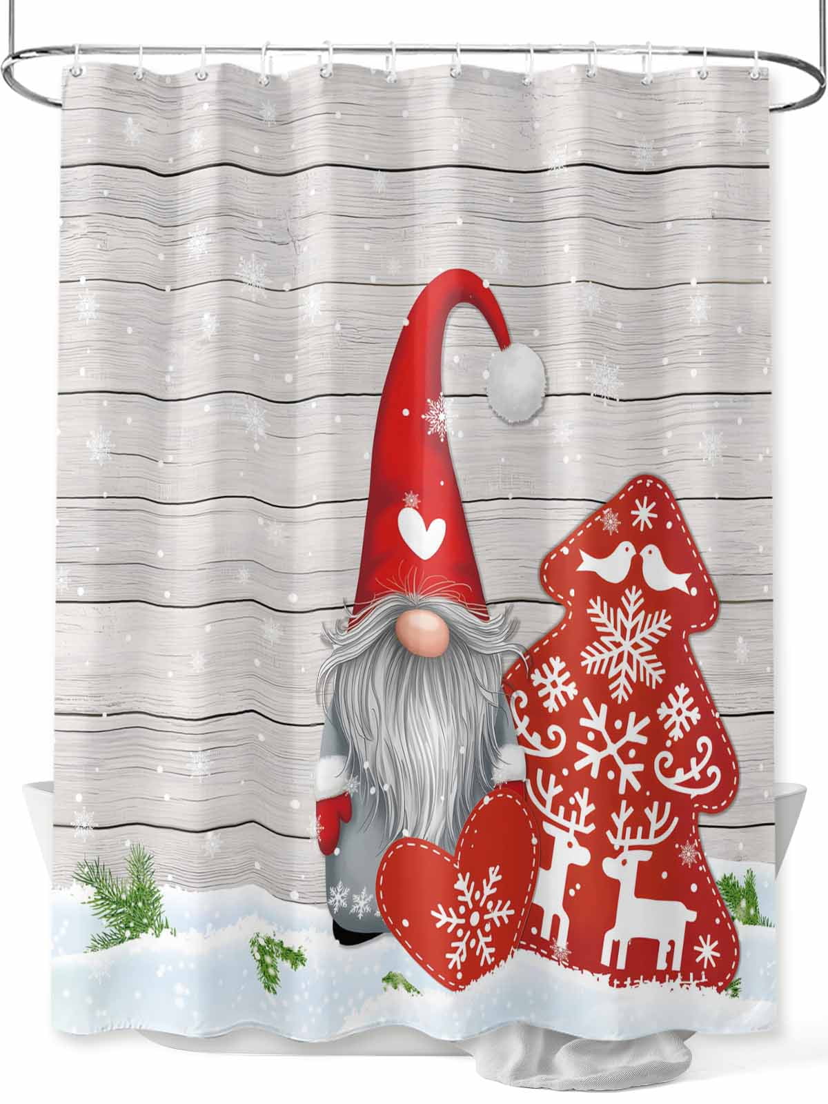 Christmas Dwarf Shower Curtain Set ，Waterproof Fabric Shower Curtains ...