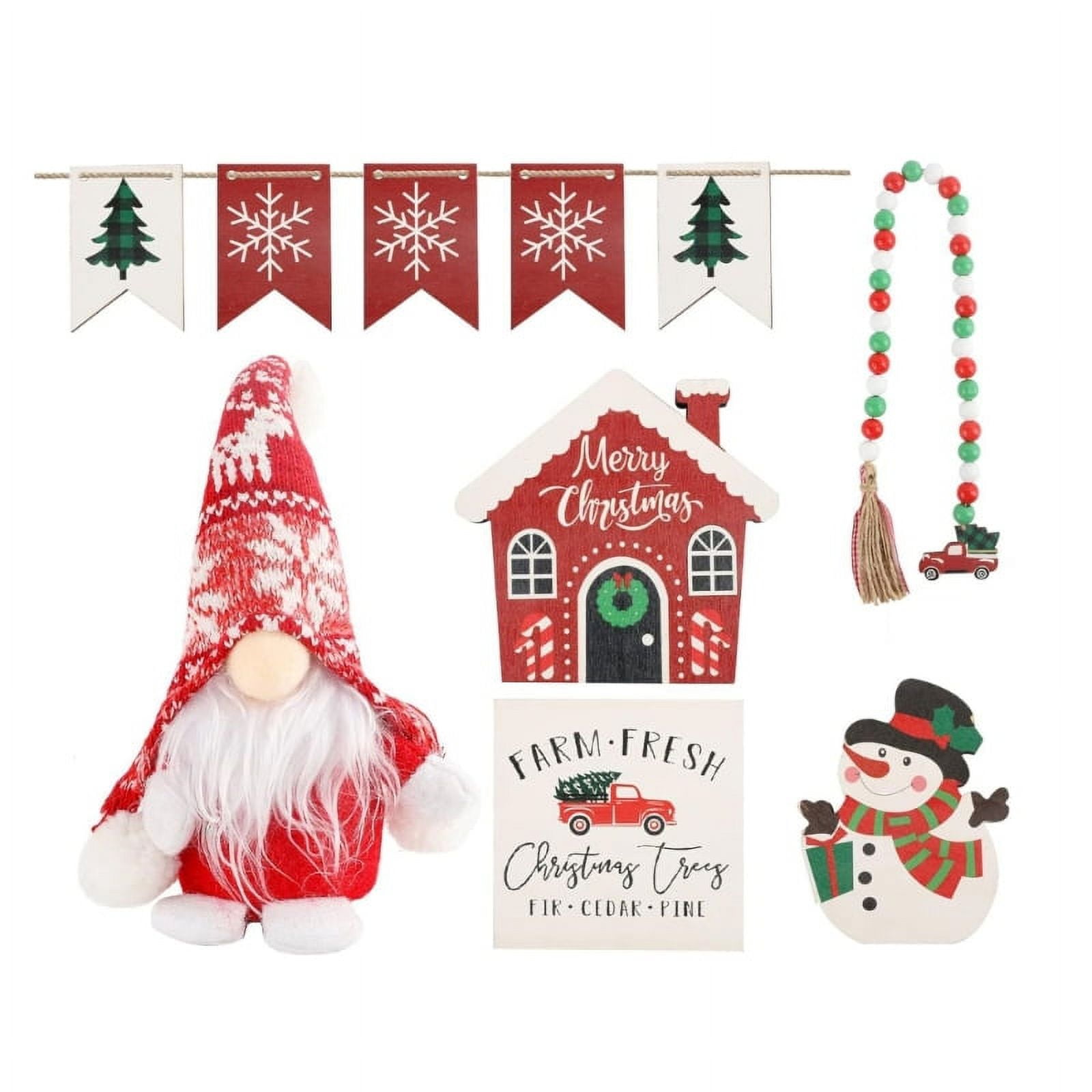 Christmas Dwarf Tiered Tray Decor with Beads String Festive Holiday ...