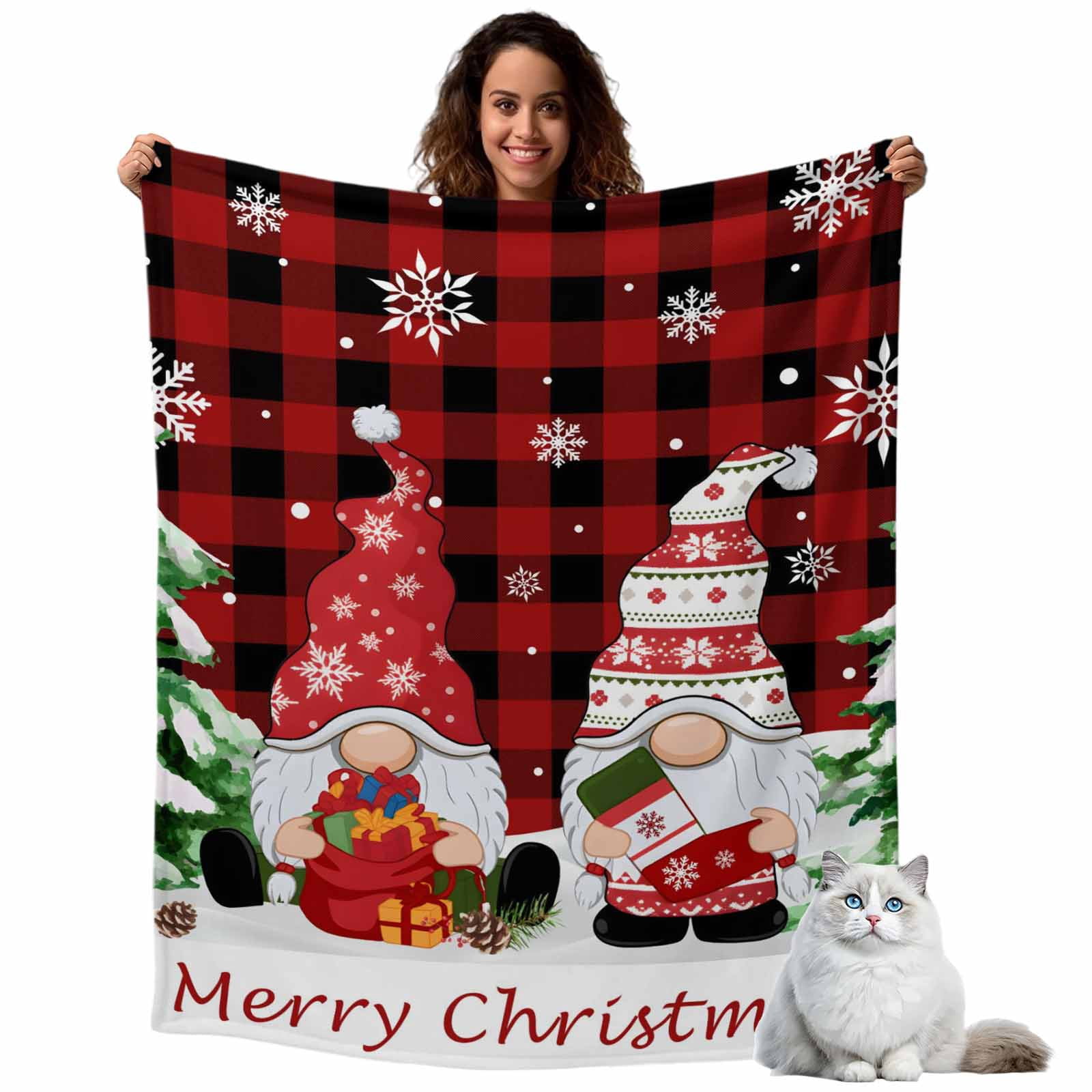 Christmas Dwarfs Flannel Blanket for Bed,Travel and Camping, Xmas Gnome ...