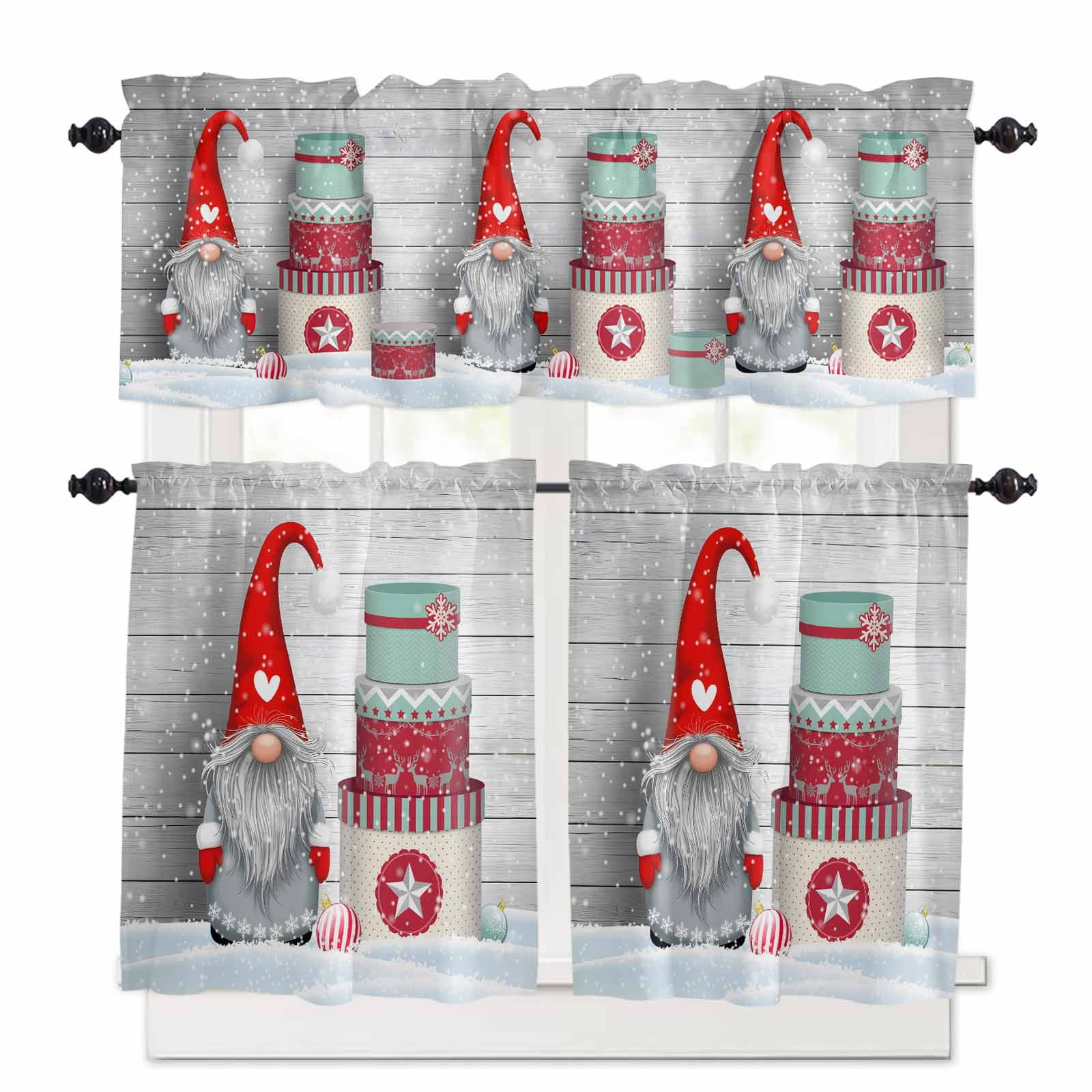 Christmas Dwarfs Kitchen Curtains Valances and Tiers Set of 3 Winter ...