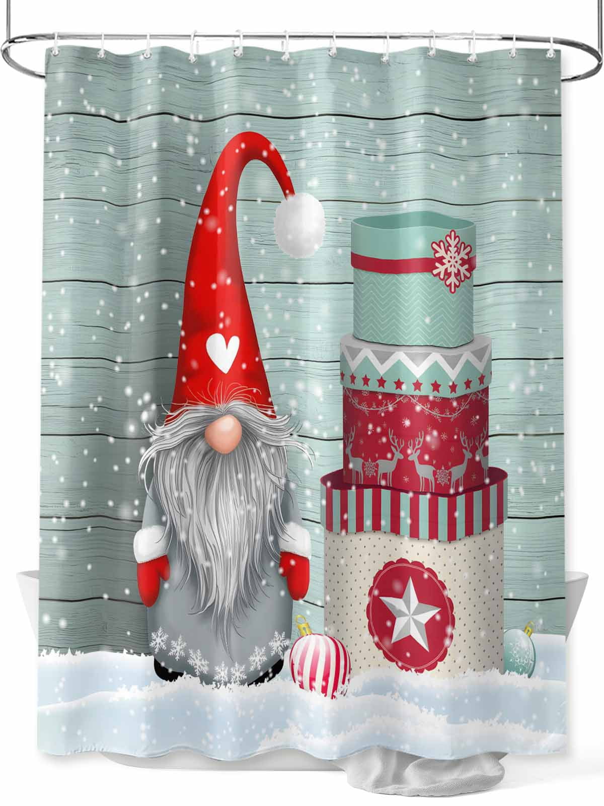 Christmas Dwarfs Shower Curtain Set ，Waterproof Fabric Shower Curtains ...