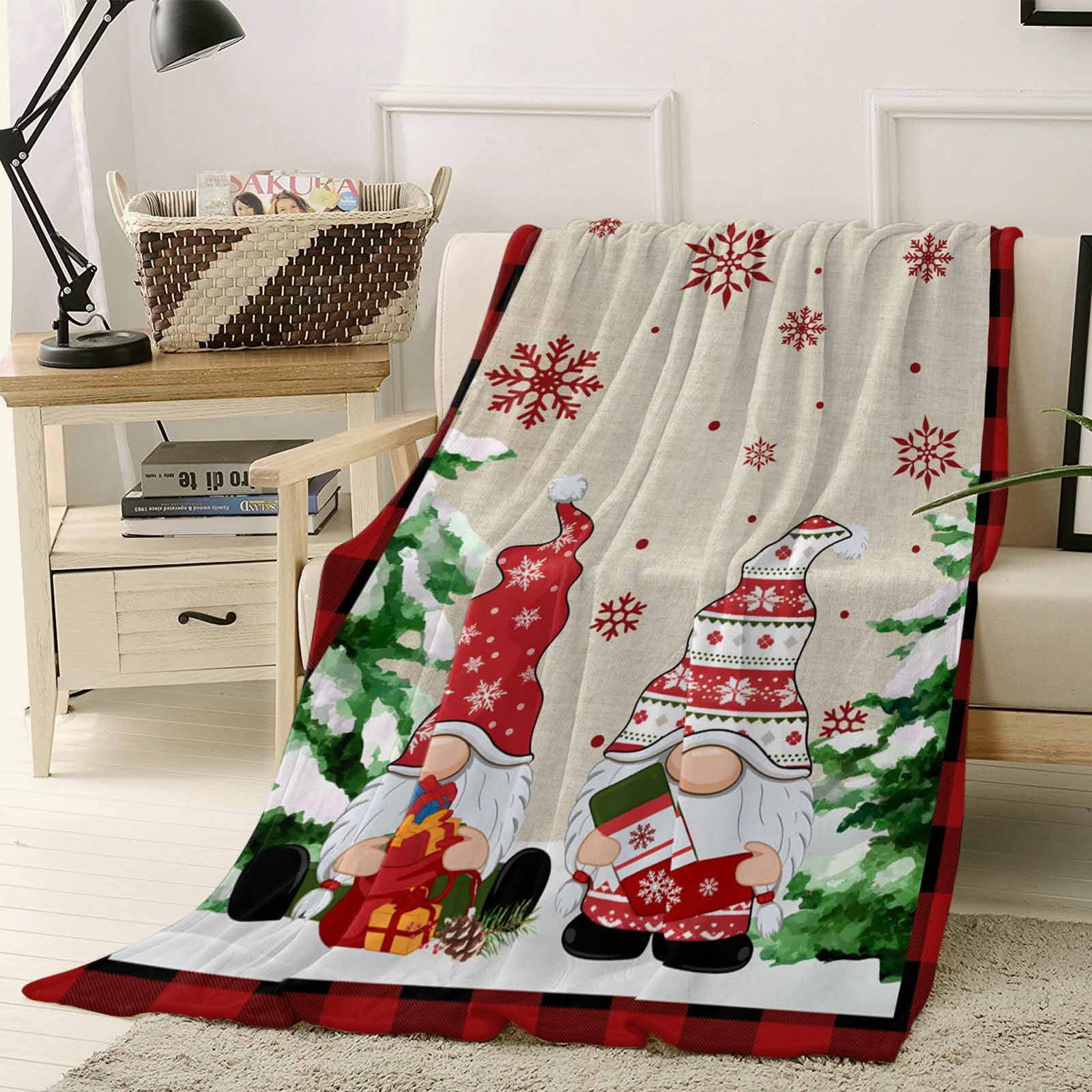 Christmas Dwarfs Throw Flannel Blanket 50x80In Xmas Gnome Pine Tree ...