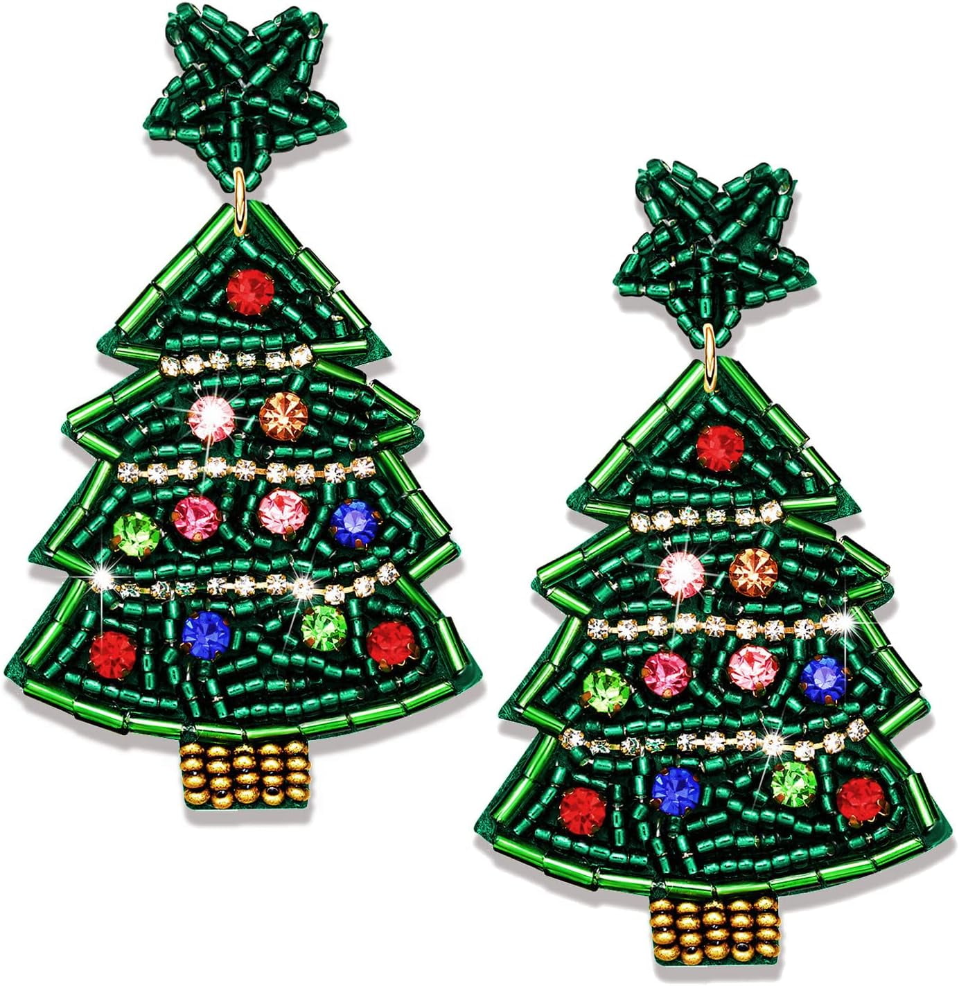 Christmas Earrings For Women Beaded Holiday Reindeer Bulb Boot Earrings ...