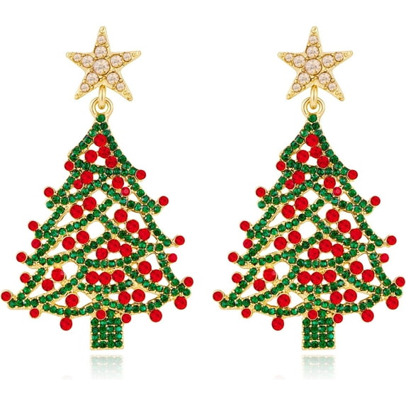 Christmas Earrings for Women Snowflake Earrings Gold Christmas Trees ...