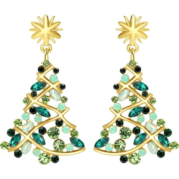 Christmas Earrings for Women Sparkling Crystal Xmas Tree Dangle ...