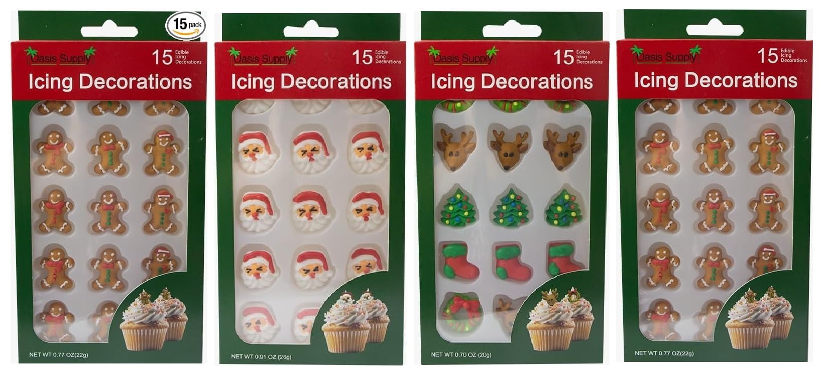 Christmas Edible Cake Decorations - Candy or Cupcake Topper ...