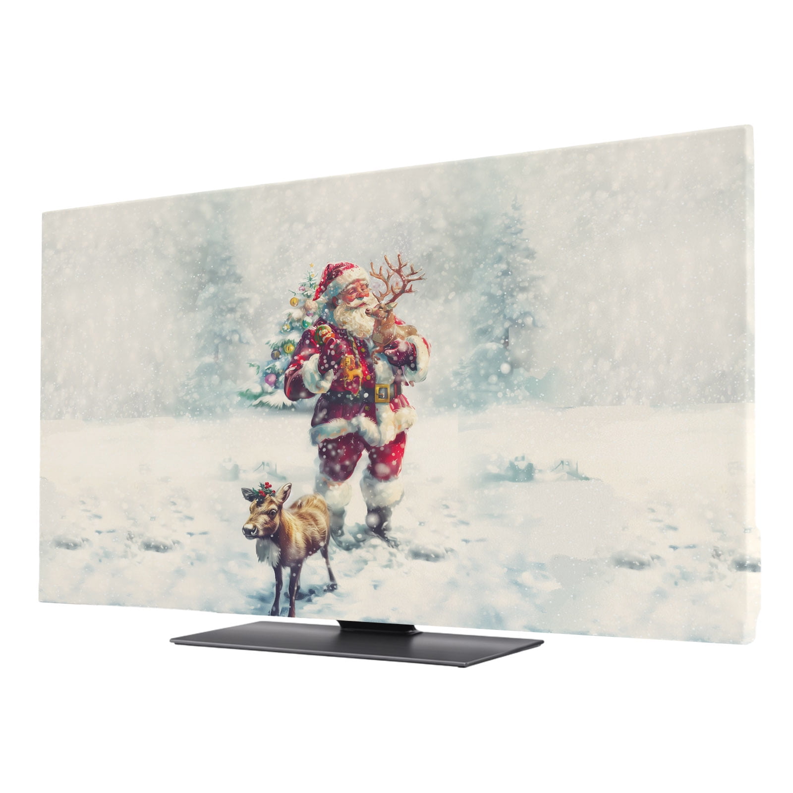 Christmas Elastic Indoor TV Cover 85" Dust Protector, Stretch Fabric ...