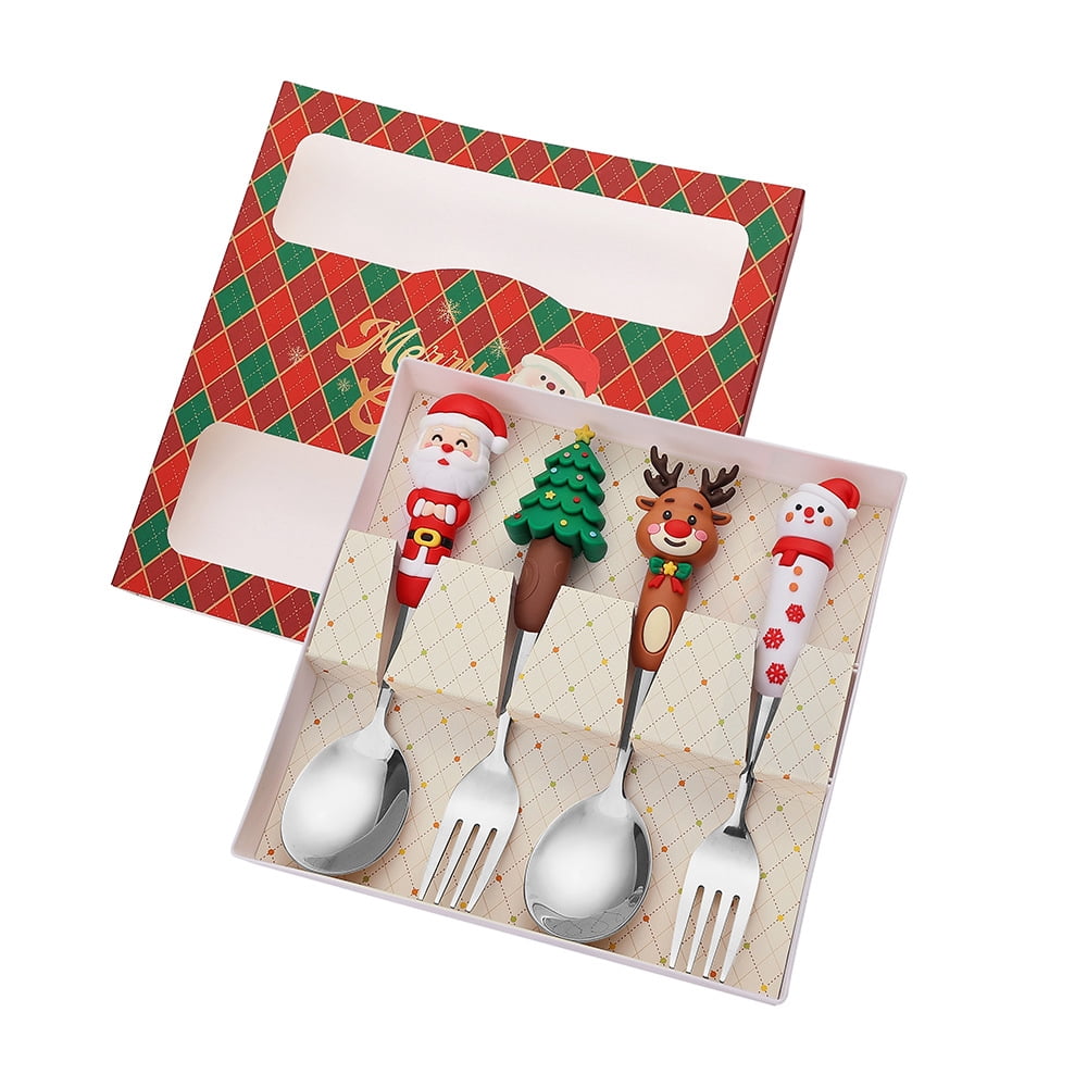 Christmas Elegances Spoon and Fork Set 410Stainless Steel Dinnerware ...