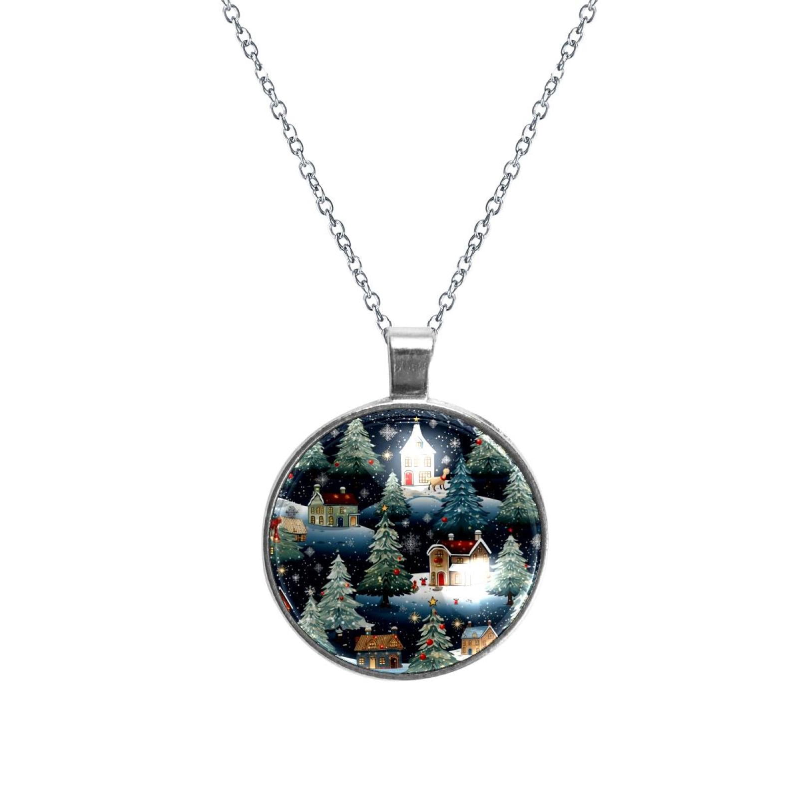 Christmas Elegant Glass Circular Pendant Necklace - Stunning Jewelry ...