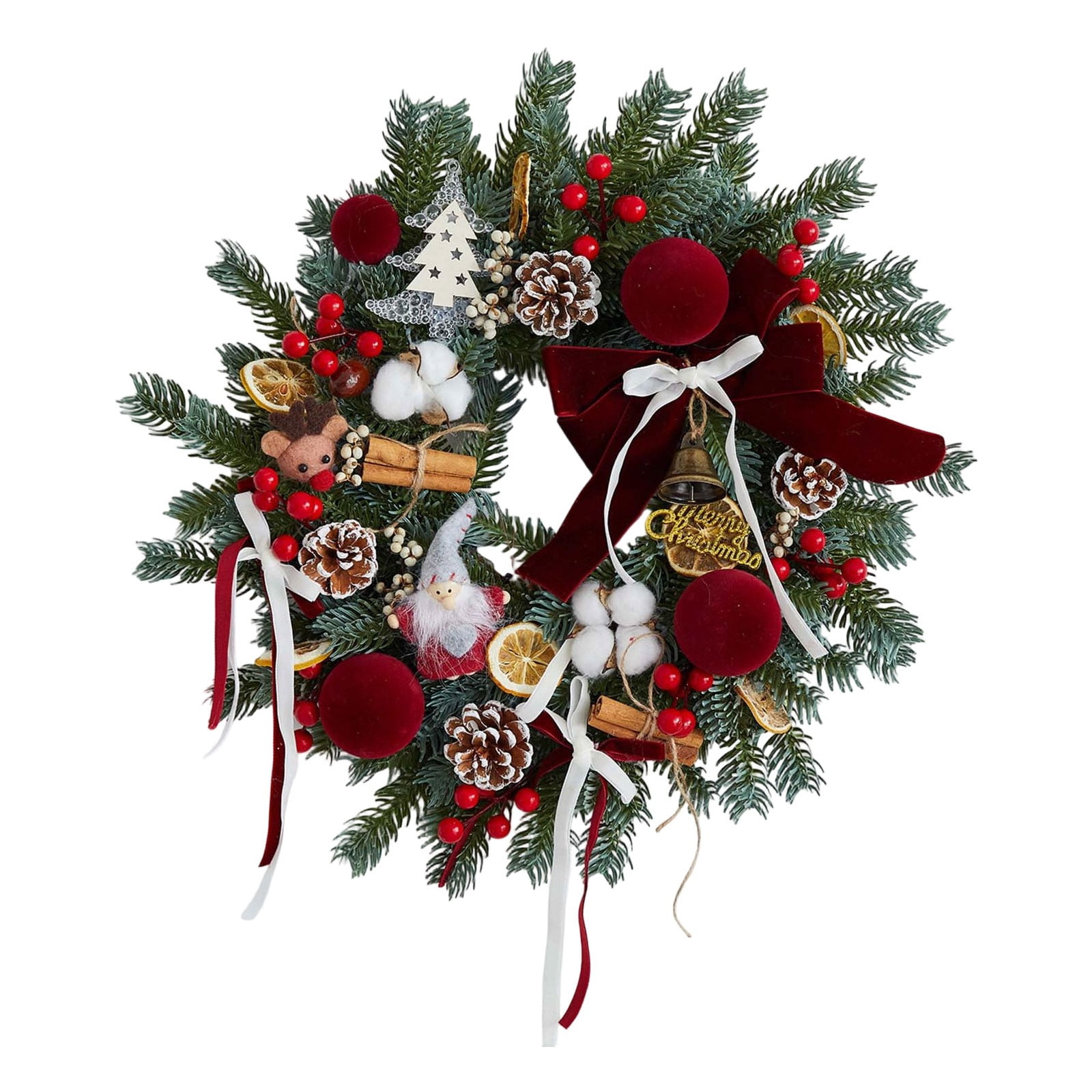 Christmas Elegant Holiday Greenery Wreath For Front Door Featuring ...