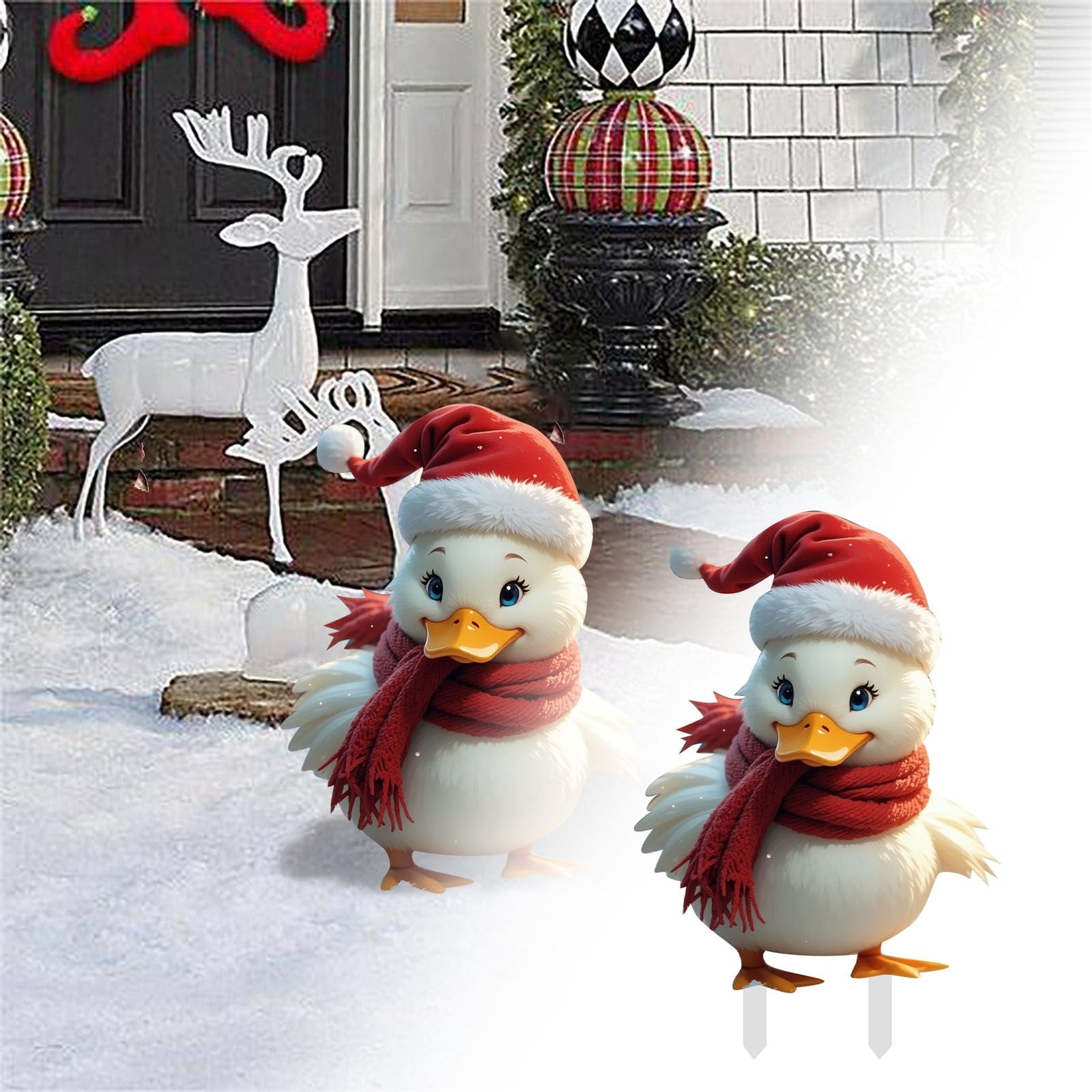 Christmas Elements Insert Card 17 Christmas Cute Ground Stake Insert Art Garden Decoration ...