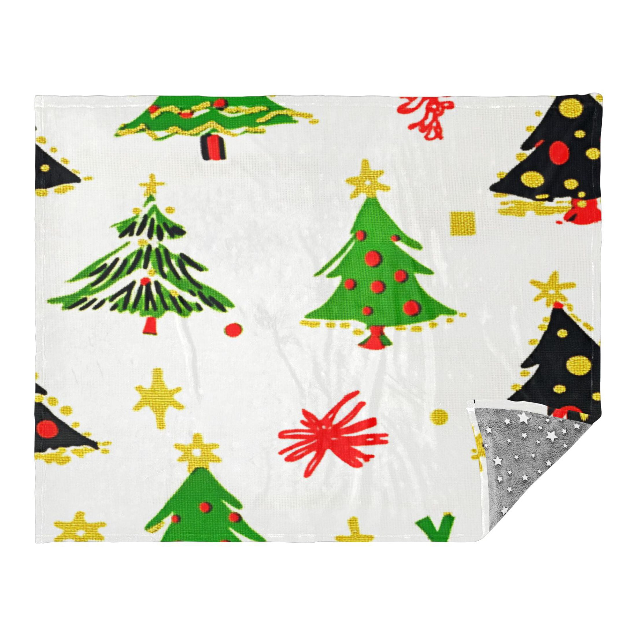Christmas Elements Trees 70x55in Flannel Throw Blanket, Double Sided ...