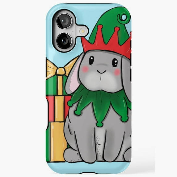 Christmas Elf Bunny Rabbit Holiday Phone Case with iPhone 17 to 11 Pro ...