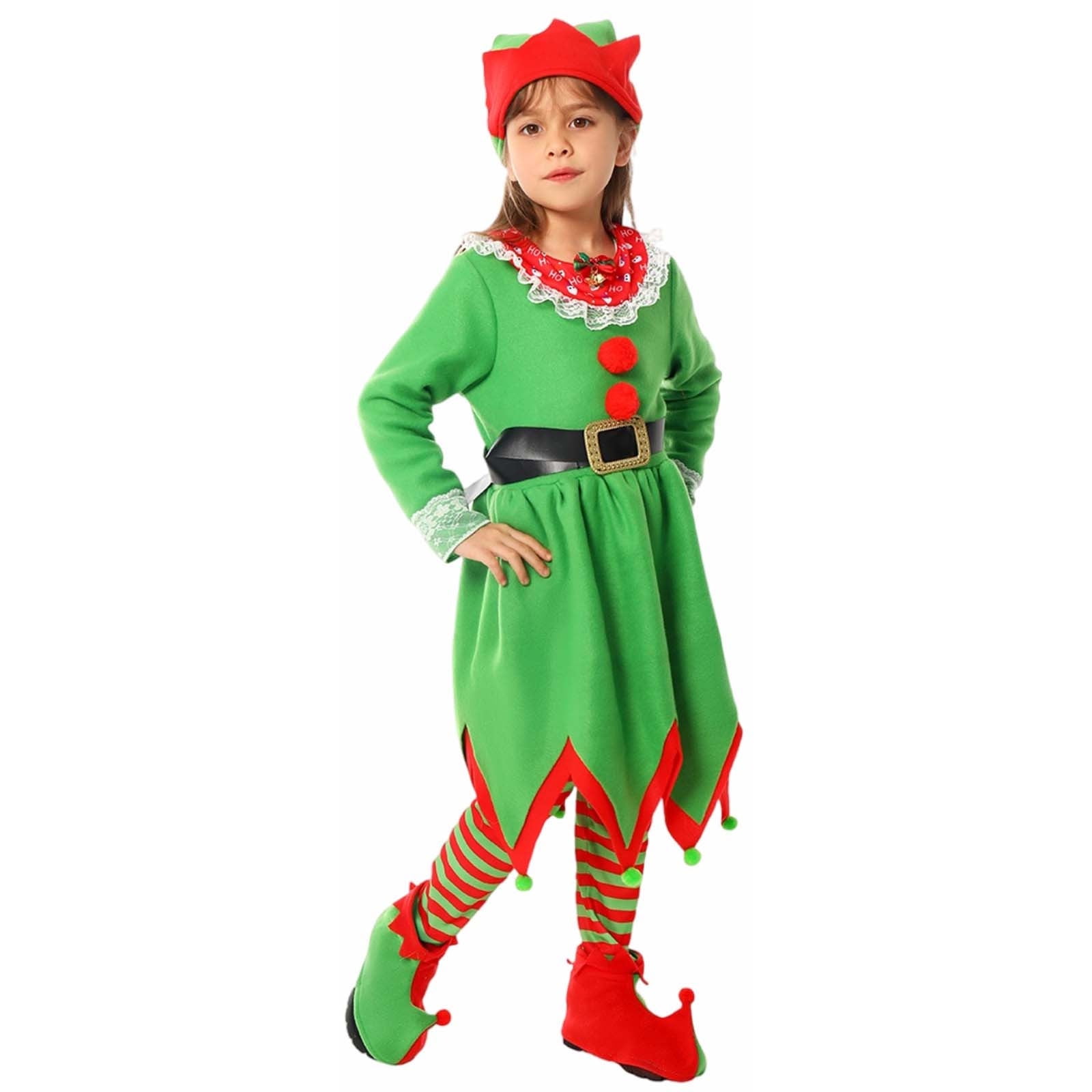 Christmas Elf Dress for Girls Christmas Performance Holiday Party Dress ...