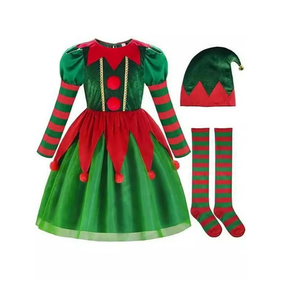 Christmas Elf Dress for Girls Elf Costume for Girls Kids Christmas Elf ...