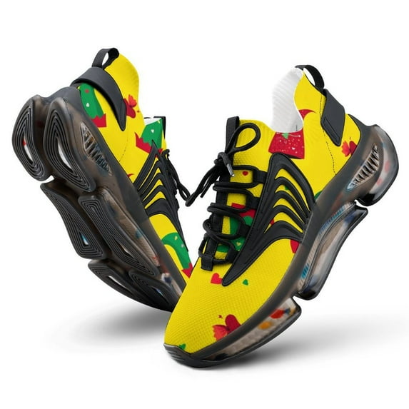 Christmas Elf Hats Pattern Yellow Walking Shoes for Men Woman ...