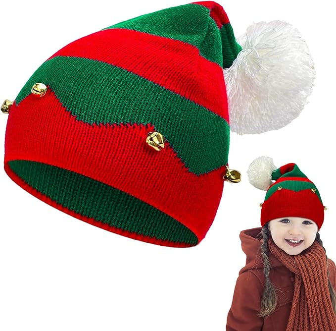 Christmas Elf Knitted Hat for Adult Kids, Xmas Baby Beanie Knit Hat ...