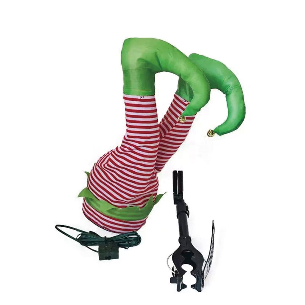 Christmas Elf Leg Tree Decoration, Interactive Swinging Plush Elves ...