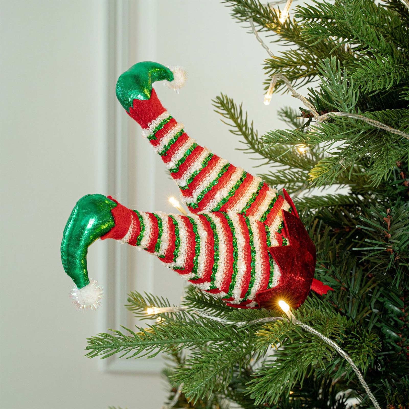 Christmas Elf Legs Christmas Tree Ornaments With Fixed Wire - Striped ...