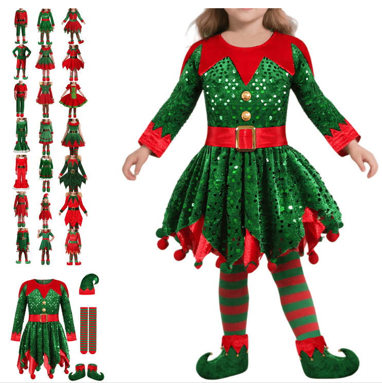 Christmas Elf Outfits for Kids Santa Little Helper Outfits Elf Dress ...