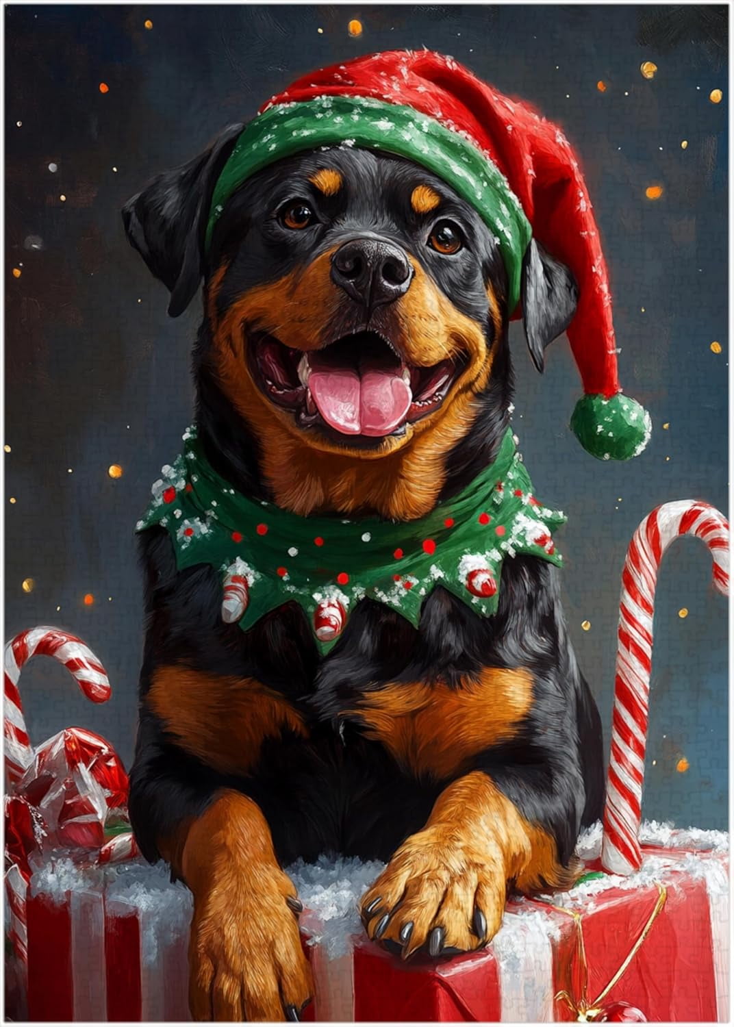 Christmas Elf Rottweiler Jigsaw Puzzle 1000 Piece Fun Xmas Holiday ...