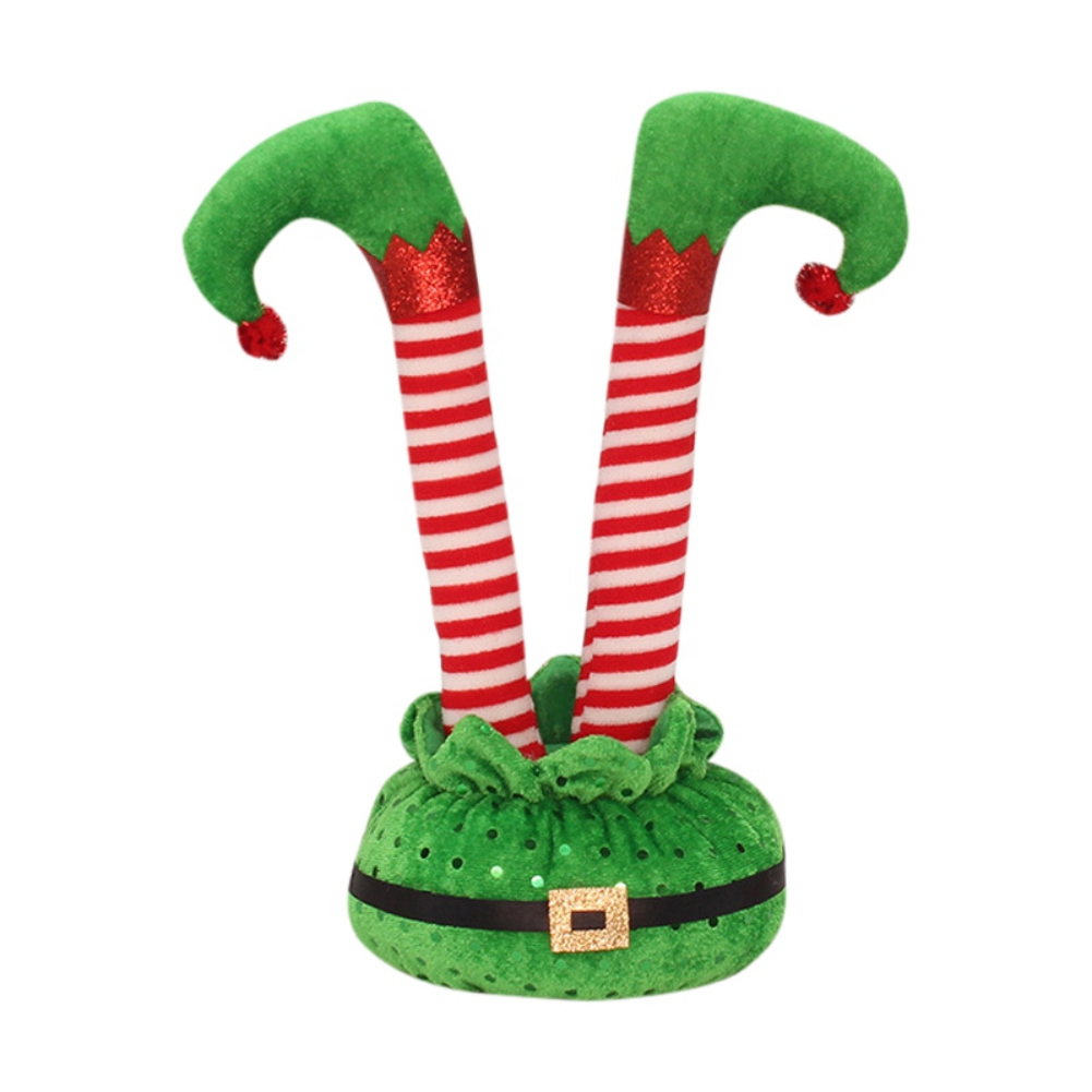 Christmas Elf Stuffed Legs Stuck Tree Topper Decorations Christmas Tree ...