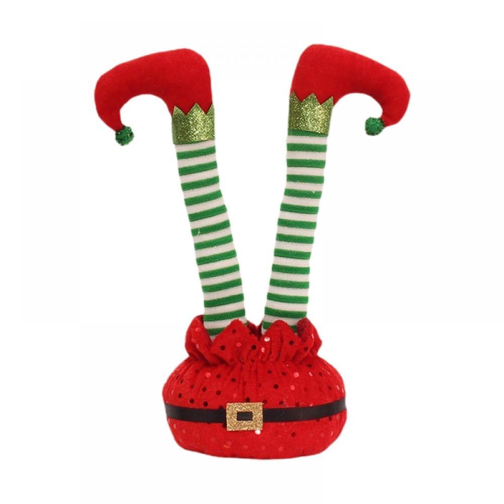 Walmart Christmas Elf Stuffed Legs Tree Topper - Xmas Indoor Outdoor ...