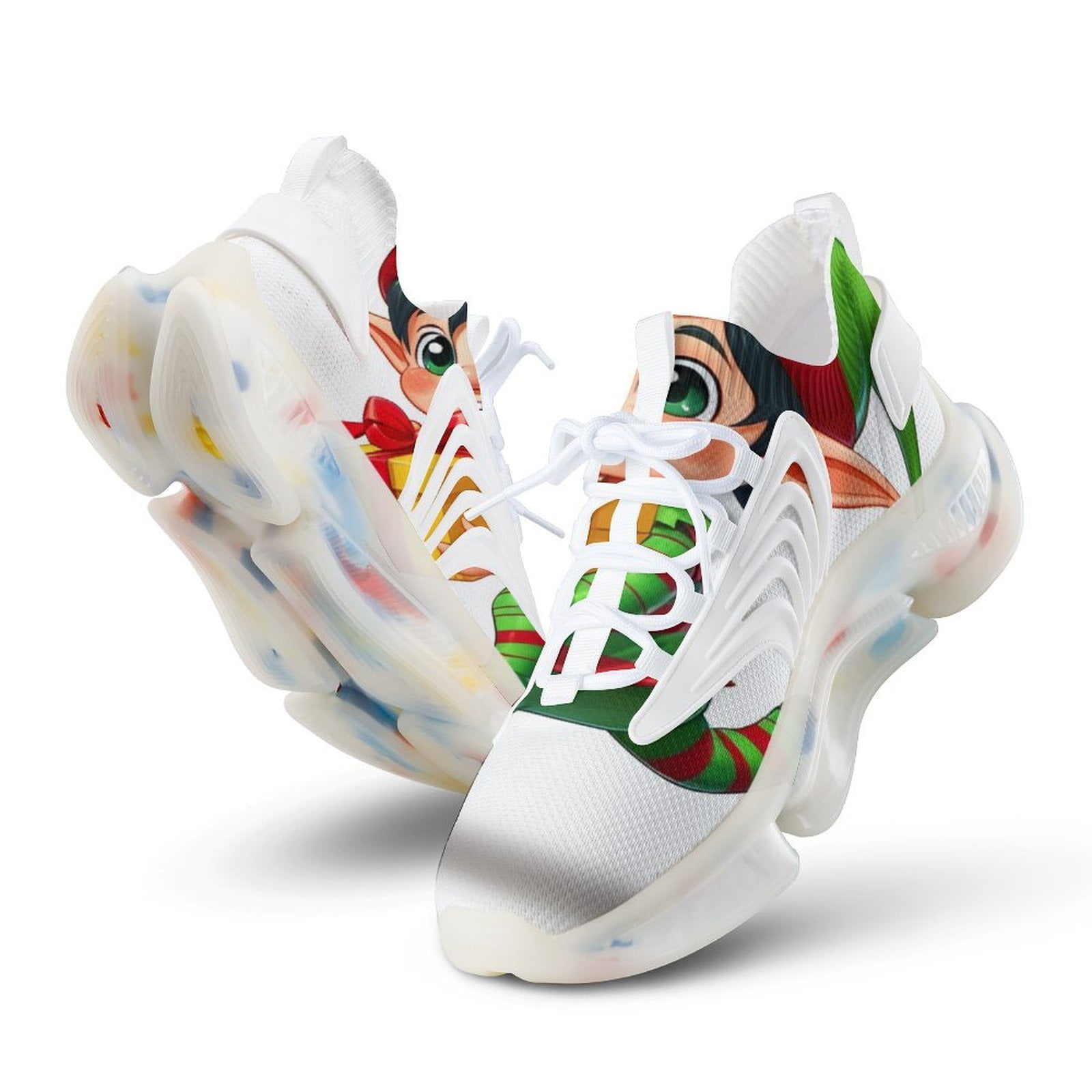 Christmas Elf with Gift Walking Shoes for Men Woman Lightweight Tennis ...