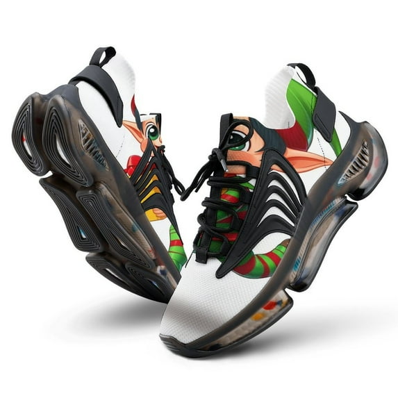 Christmas Elf with Gift Walking Shoes for Men Woman Lightweight Tennis ...