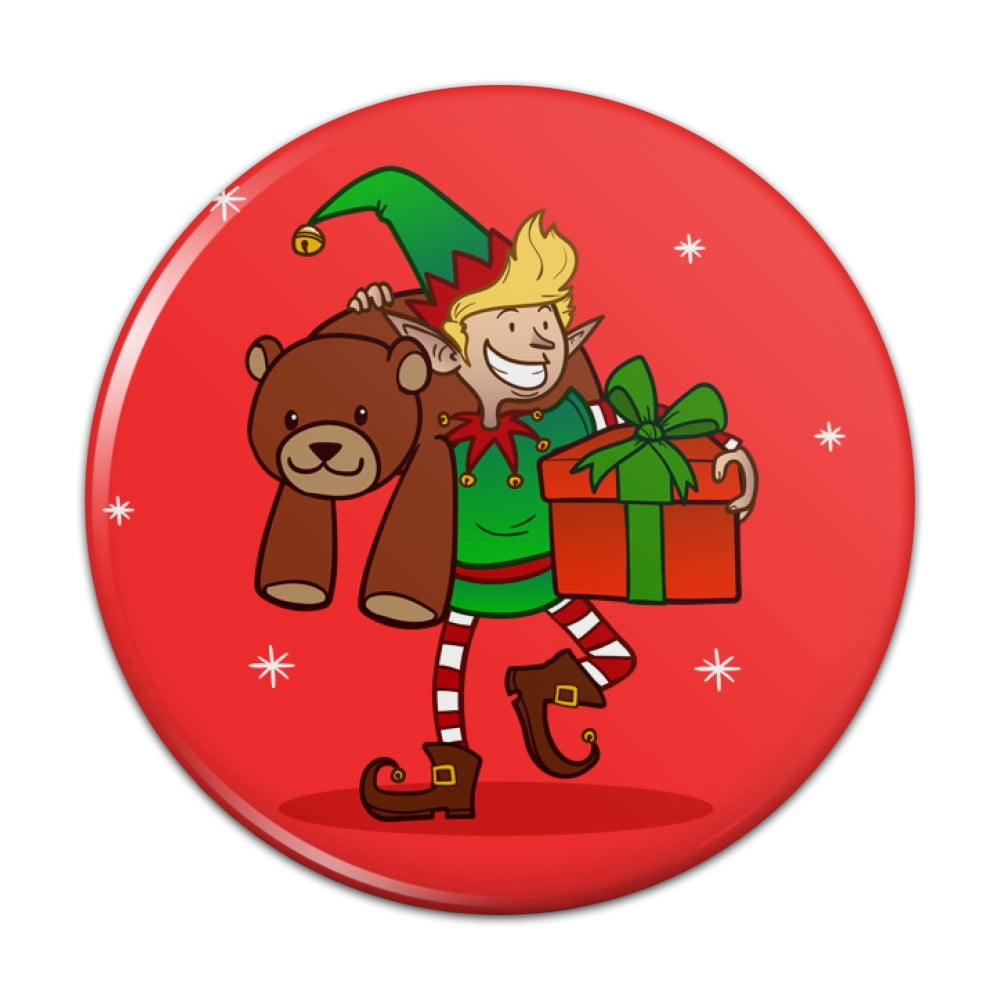 Christmas Elf with Presents and Gifts Pinback Button Pin - Walmart.com