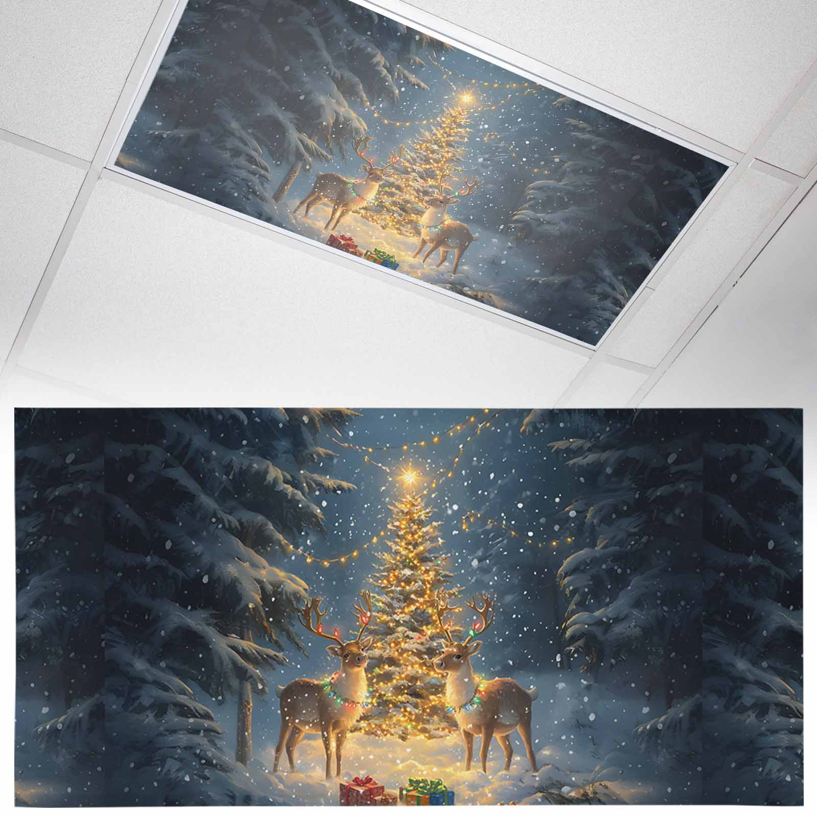 Christmas Elk 1 Piece Gifts Snowflake Xmas Tree Forest Snowscape ...