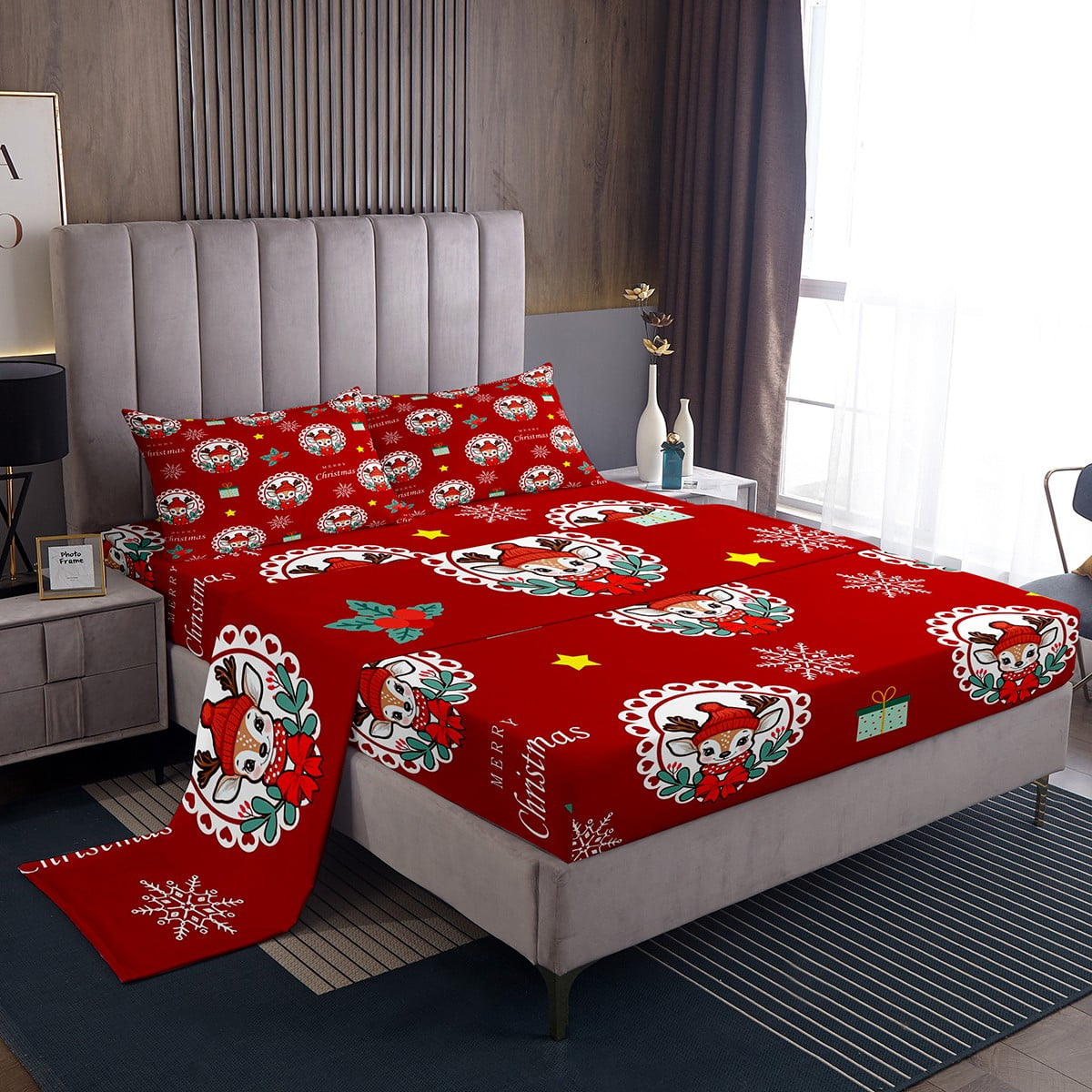 Christmas Elk Bed Sheets Set Christmas Theme Sheet Set for Boys Girls ...