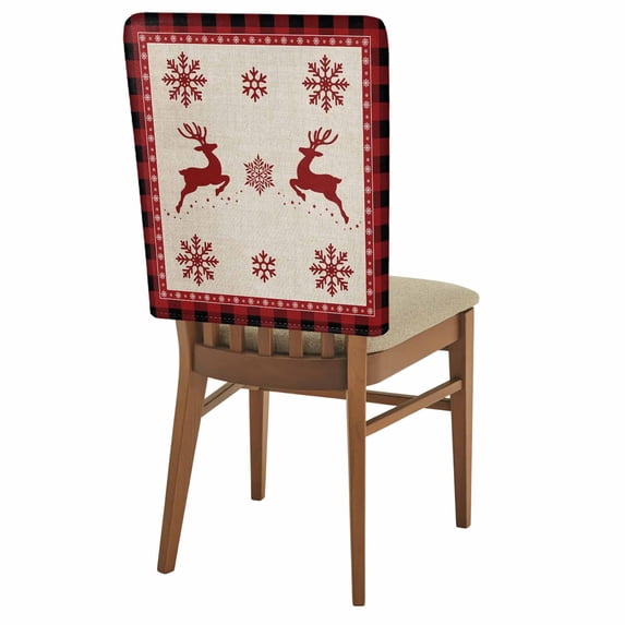 Christmas Elk Chair Back Covers Set of 6 Snowflake Red Black Buffalo ...