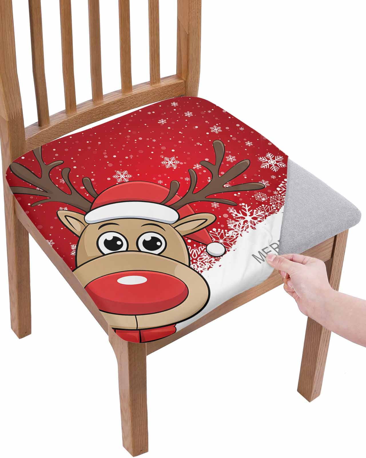 Christmas Elk Chair Seat Covers for Dining Room Stretch Chair Seat ...