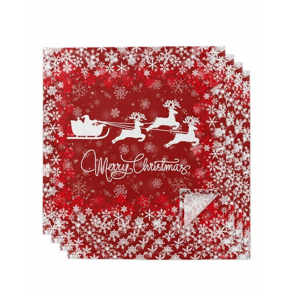 Christmas Elk Cloth Napkins Set of 4 Reusable Dinner Napkins, Winter ...